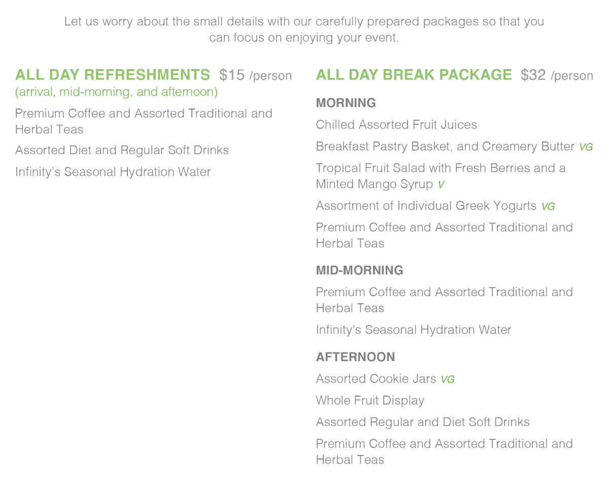 Infinity Convention Centre Food Menu - Infinity Convention Centre