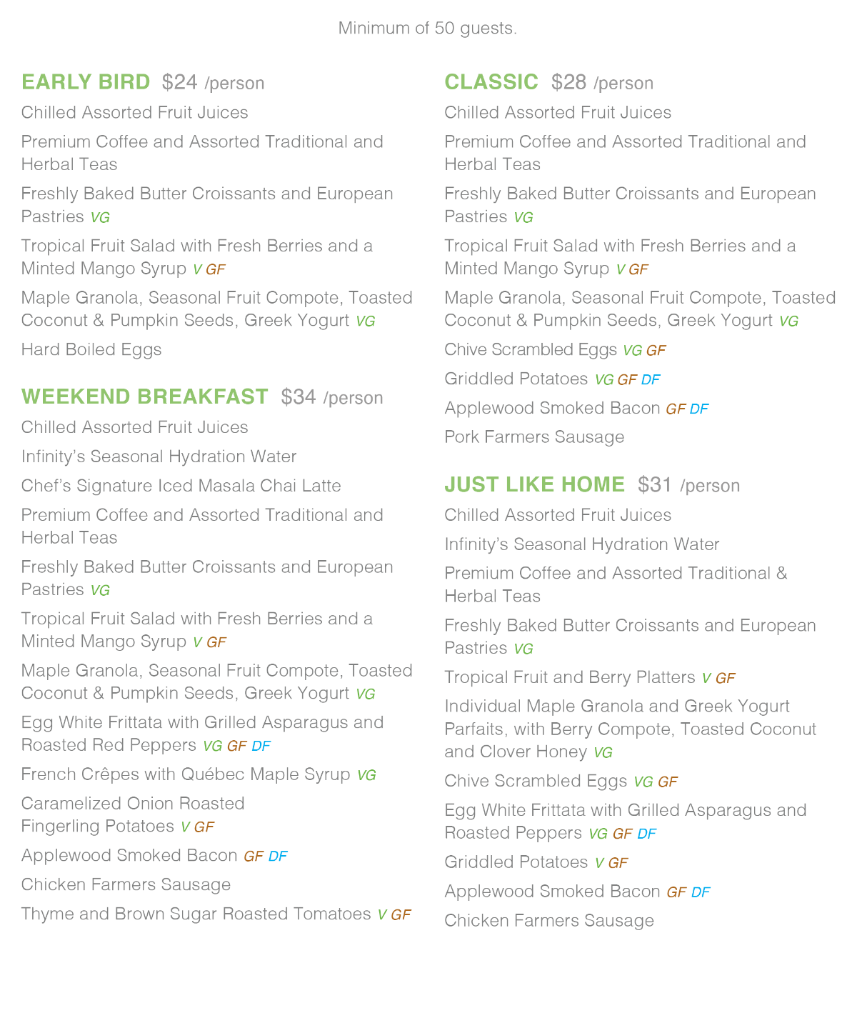 Infinity Convention Centre Food Menu - Infinity Convention Centre