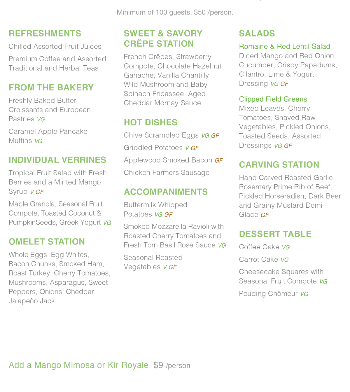 Infinity Convention Centre Food Menu - Infinity Convention Centre