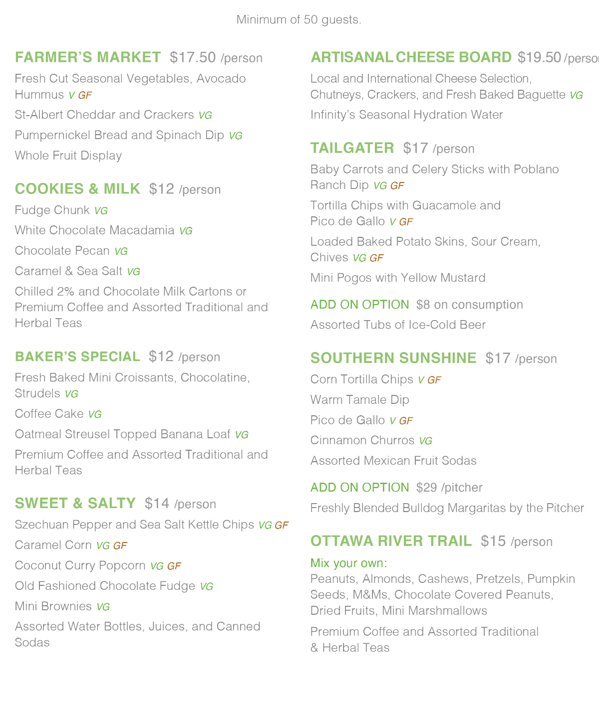 Infinity Convention Centre Food Menu - Infinity Convention Centre